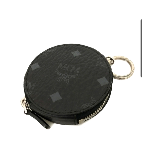 MCM | Accessories | Mcm Logo Visetos Leather Round Coin Purse Wallet ...